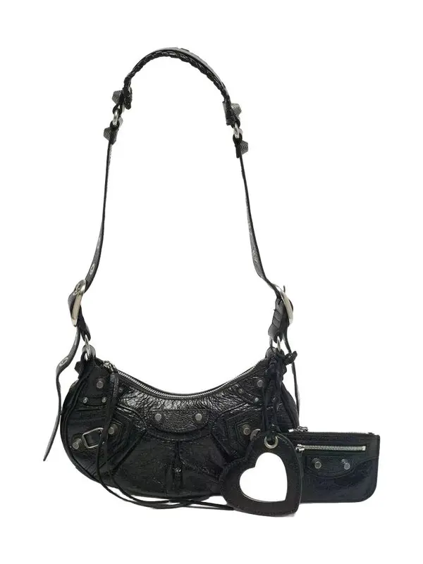 Balenciaga Cagole Studded Shoulder Bag - Black