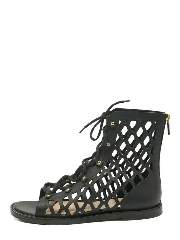 Dior Gladiator Cut-out Leather Sandals - Black
