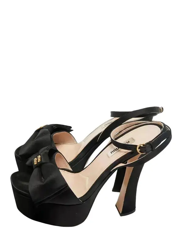 Miu Miu Bow-detail Heeled Sandals - Black