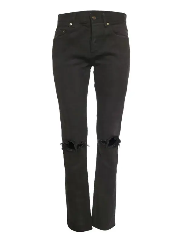 Saint Laurent Distressed Denim Trousers - Black