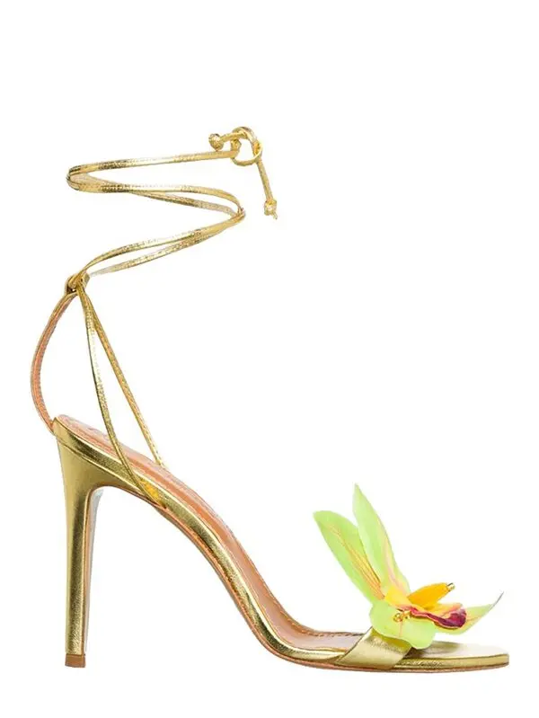 ALAMEDA TURQUESA Prudence Flower High Heel Sandals - Gold