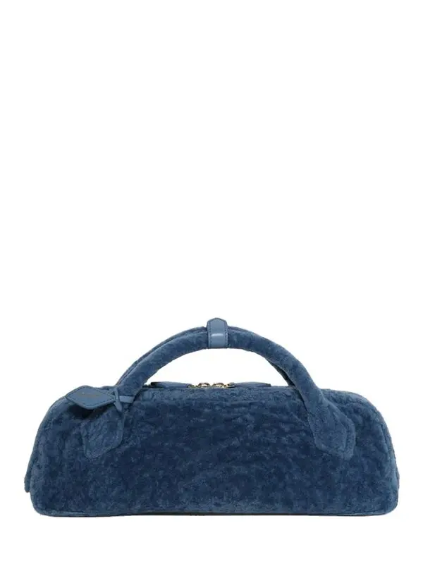 ALAÃA Alaïa Le Teckel Clutch In Shaved Shearling - Blue