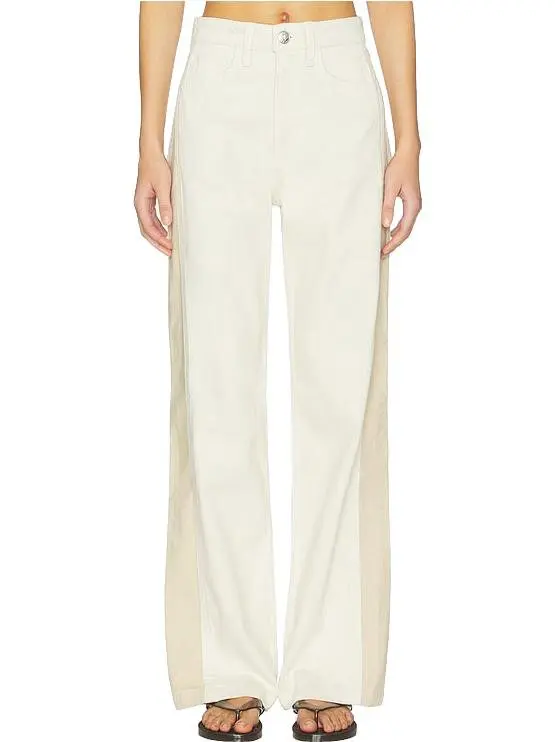 Rag & Bone Logan Spliced Wide Leg Jeans - Two Tone Stone