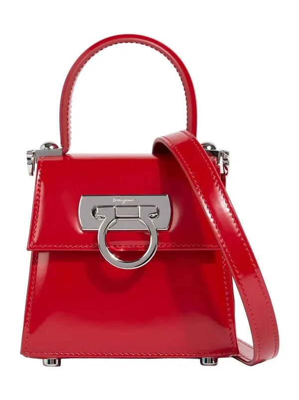 FERRAGAMO Xs Iconic Patent Leather Tote - Red