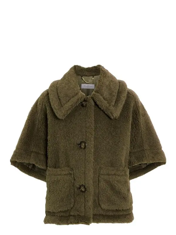 Max Mara Newterzo Alpaca, Wool, And Silk-blend Cape - Army Green