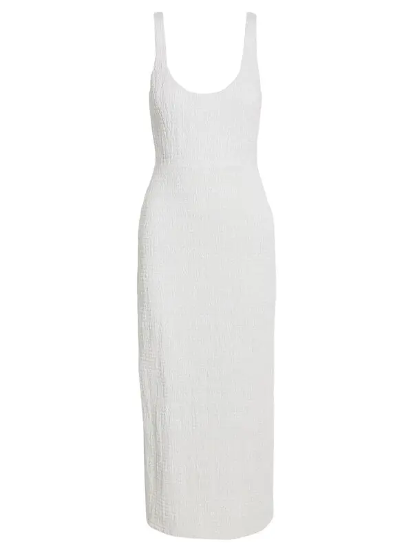 Gabriela Hearst Girard Shirred Linen Midi Dress - White