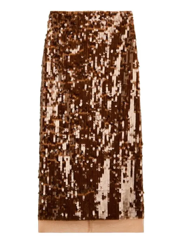 Scanlan Theodore Sequin Pencil Skirt - Almond