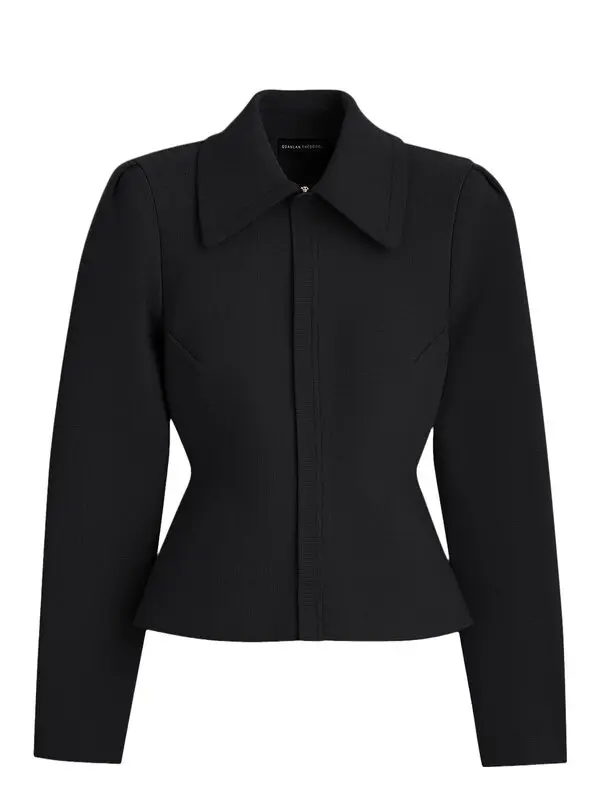Scanlan Theodore Crepe Knit Peplum Collar Jacket - Black