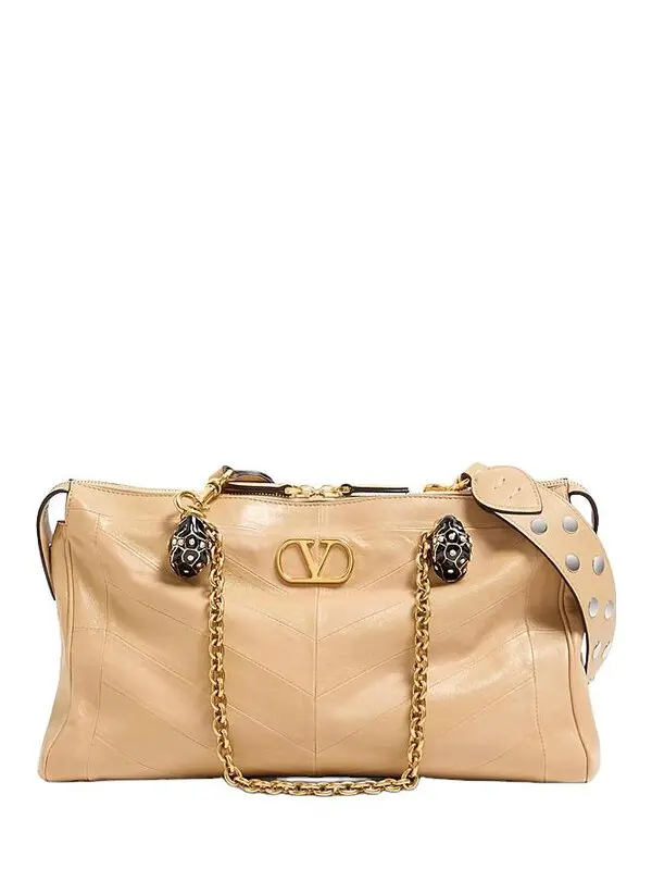 Valentino Garavani Vlogo Leather Crossbody Bag - Beige