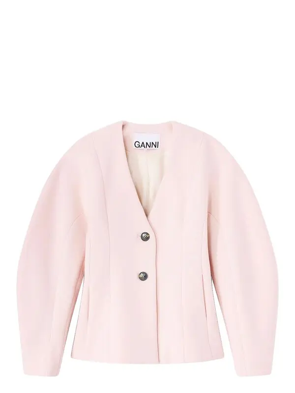 GANNI V-neck Blazer - Pink
