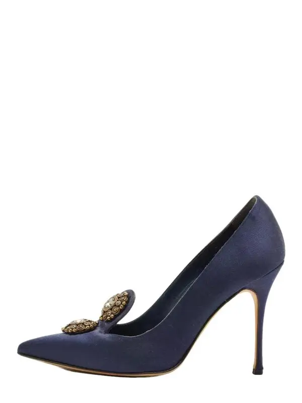 Manolo Blahnik Satin Crystal Embellished Pumps - Blue