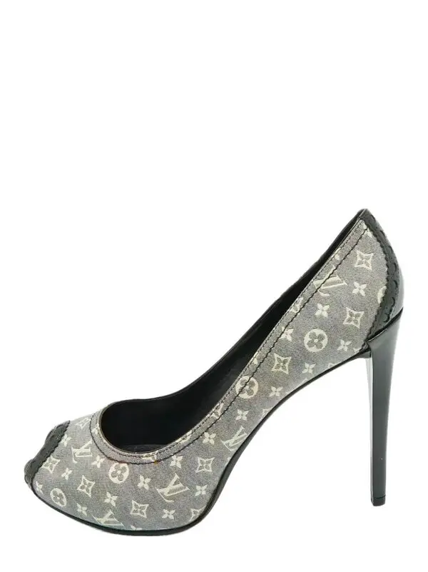 LOUIS VUITTON Mini Lin Monogram Peep-toe Stiletto Pumps - Blue