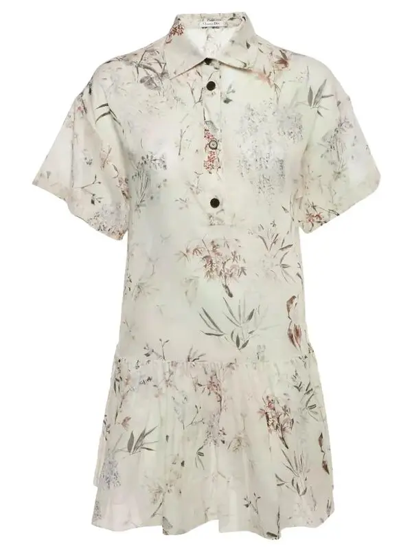 Dior Floral Print Cotton Mini Dress - White