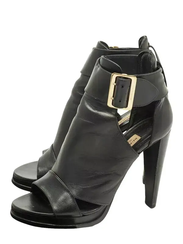 Burberry Leather Cut-out Ankle Boots - Black