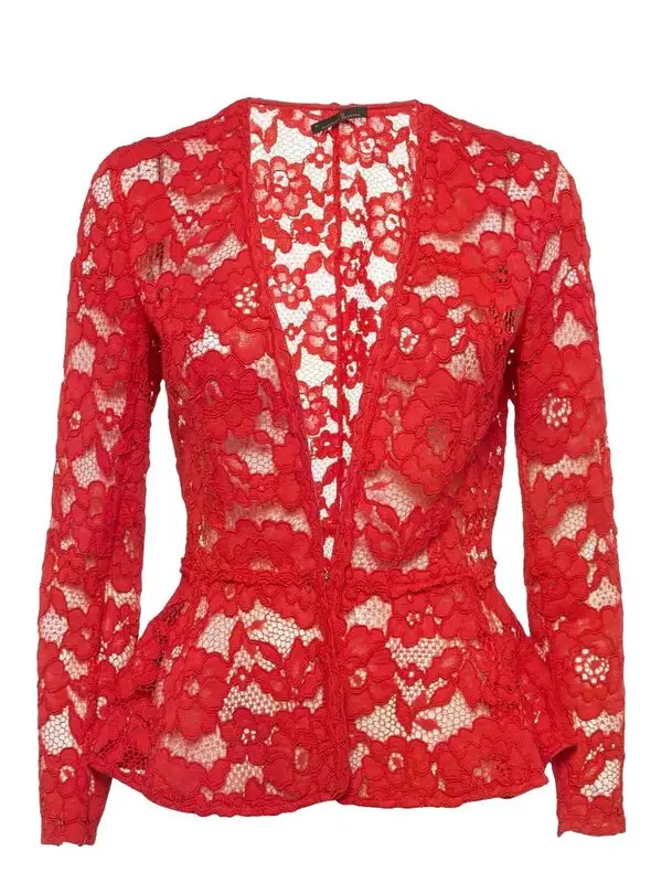 Carolina Herrera Floral Laced Jacket - Red