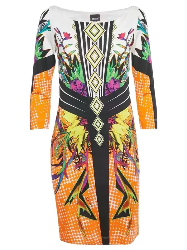 Just Cavalli Geometric-pattern Midi Dress - Orange