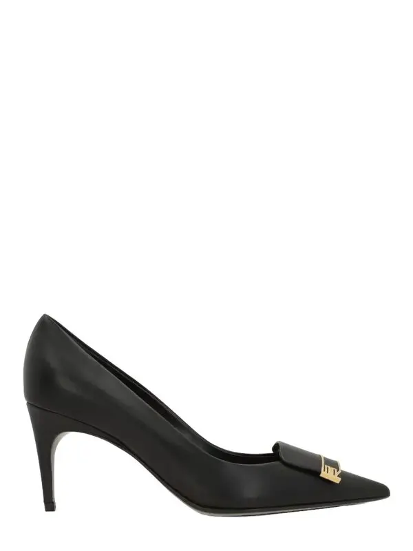 SERGIO ROSSI Heeled Pumps With Gold-tone Detail - Black