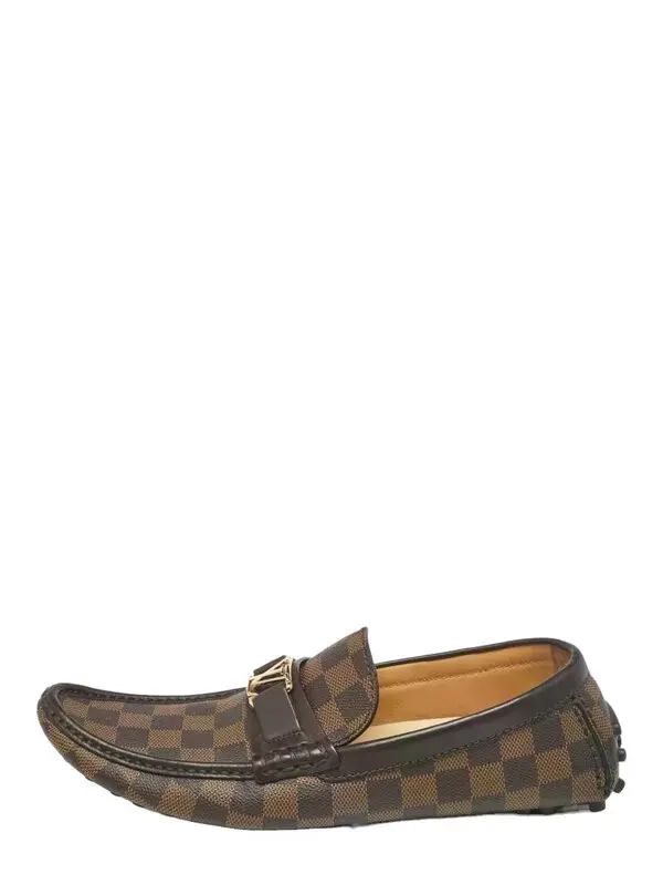 LOUIS VUITTON Damier Canvas Leather Loafers - Brown