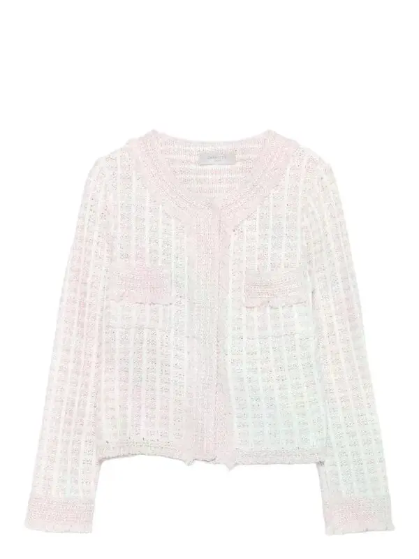 CHARLOTT Fringed-detail Pocket Cardigan - Pink