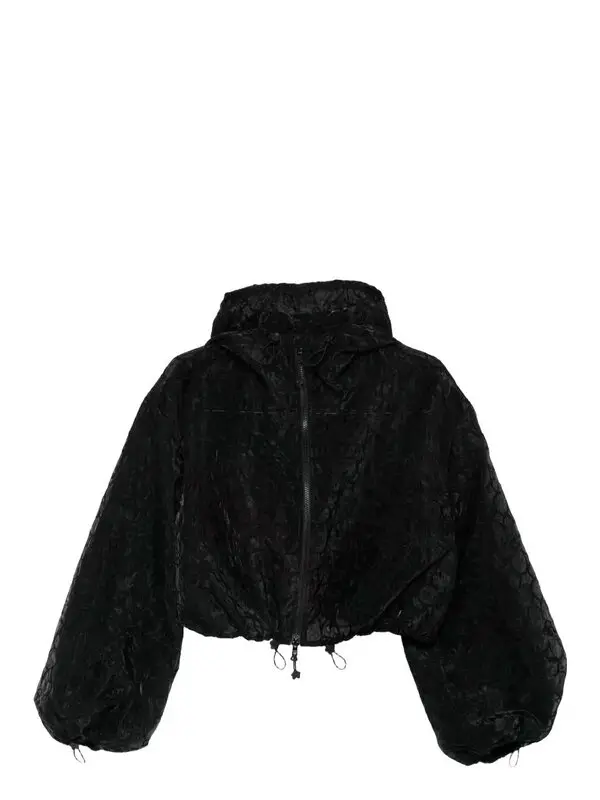 Cecilie Bahnsen Floral Jacquard Cropped Hooded Jacket - Black