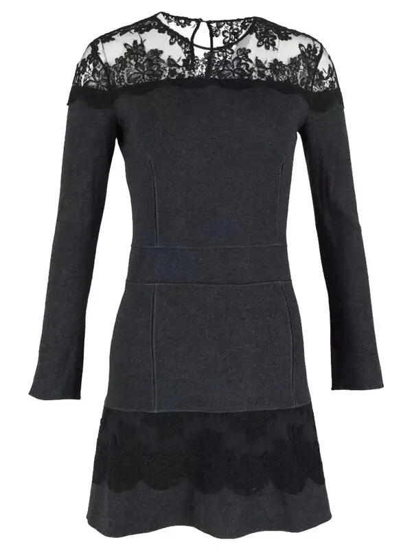 Roberto Cavalli Lace-trim Mini Dress - Grey