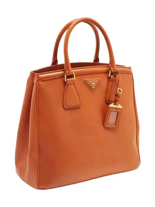 Prada Parabole Leather Tote Bag - Orange