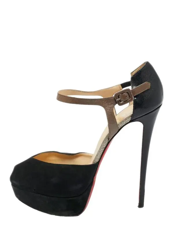 CHRISTIAN LOUBOUTIN Peep-toe Leather Platform Pumps - Black