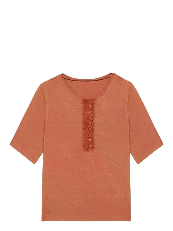 FORTELA Crochet-detail T-shirt - Orange