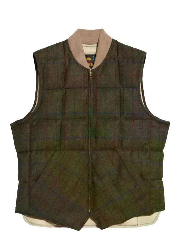 FORTELA Checked Zip Gilet - Green