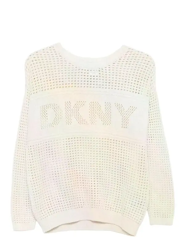 Dkny Logo-detail Long-sleeve Sweater - Neutrals