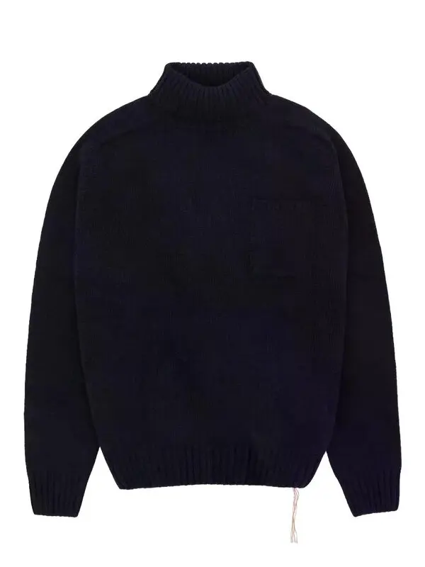 FORTELA Mallory Pocket Ribbed Turtleneck Sweater - Blue