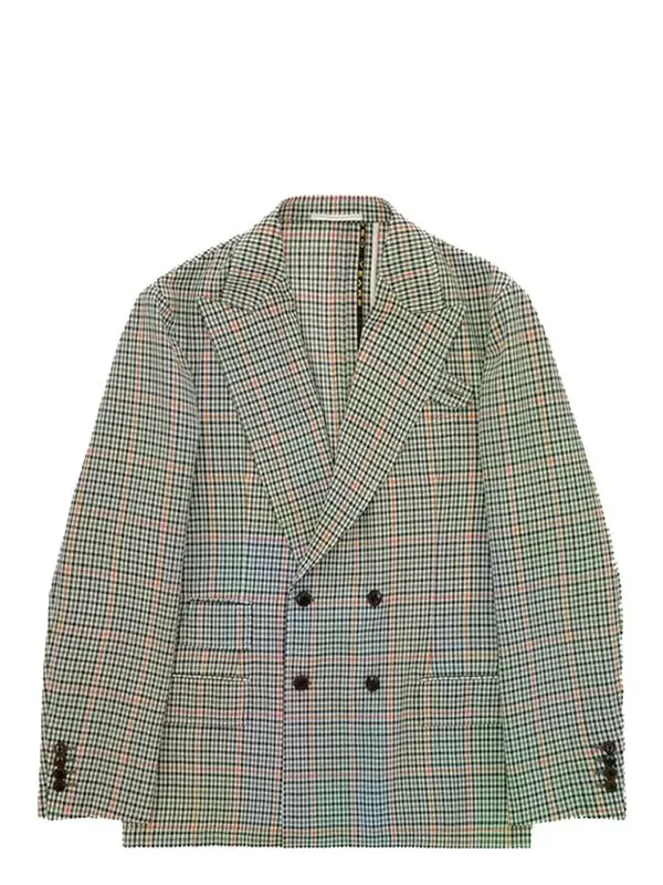FORTELA Travel Double-breasted Plaid Blazer - Grey