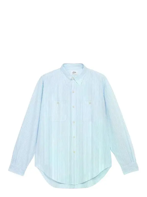 FORTELA Work Striped Patch-pocket Shirt - Blue