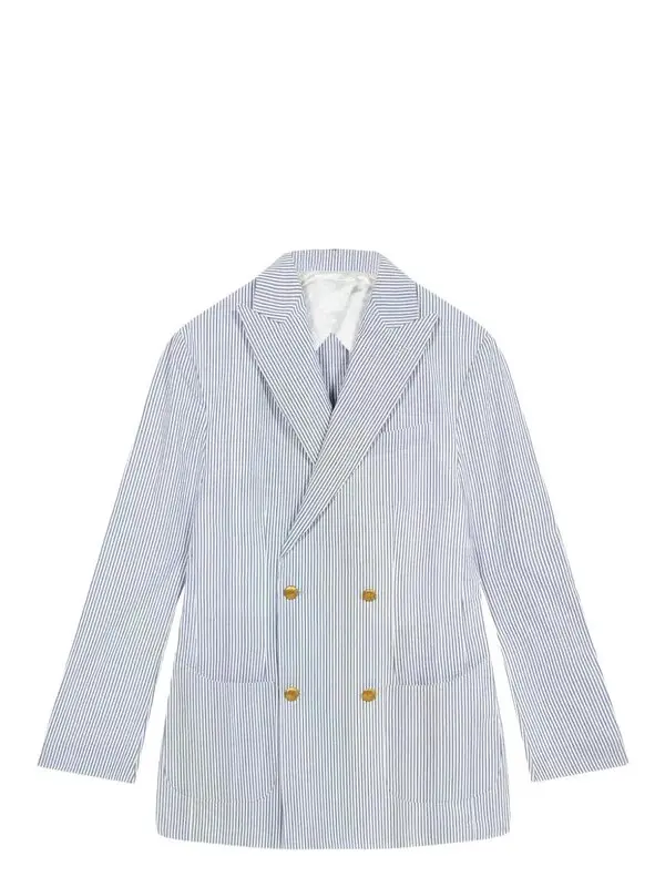 FORTELA Oscar Seersucker Double-breasted Blazer - Blue