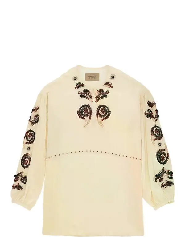 FORTELA Embroidered Blouse - Neutrals
