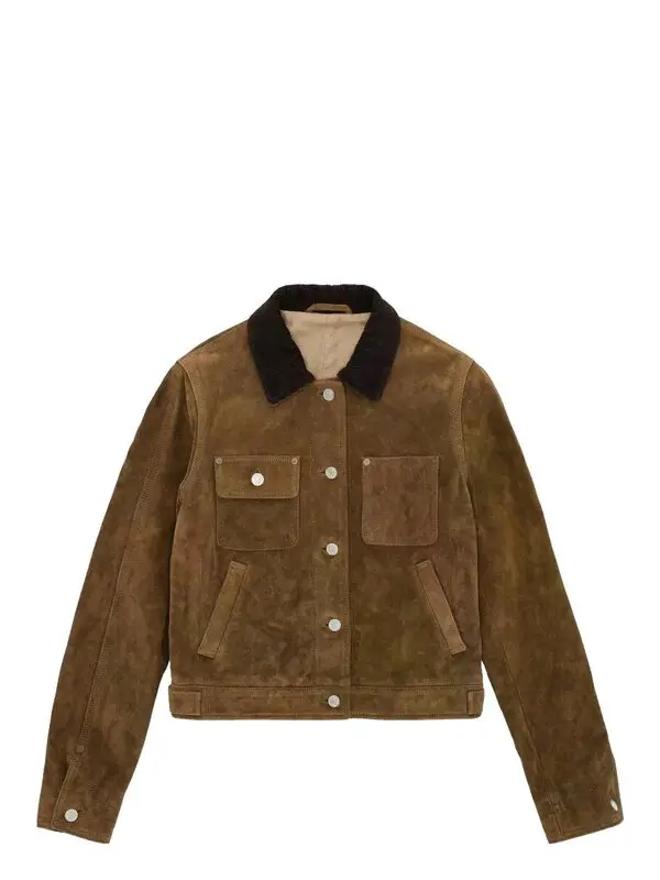 FORTELA Fedra Corduroy-collar Leather Jacket - Brown
