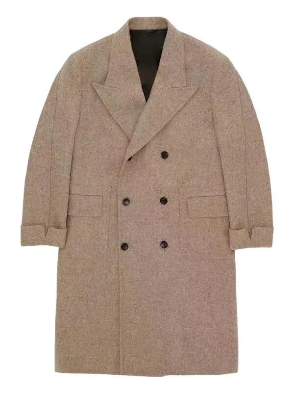 FORTELA Bogart Double-breasted Herringbone Coat - Neutrals