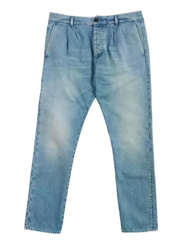 FORTELA Pleated Denim Tapered Trousers - Blue