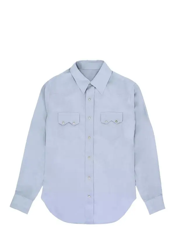 FORTELA Flap-pocket Silk Shirt - Blue