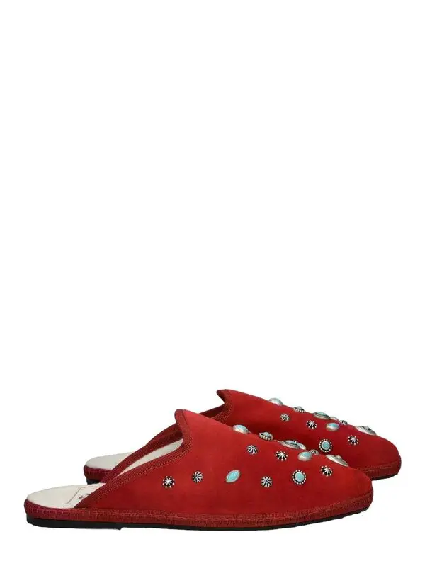 FORTELA Friulan Embellished Suede Slippers - Red