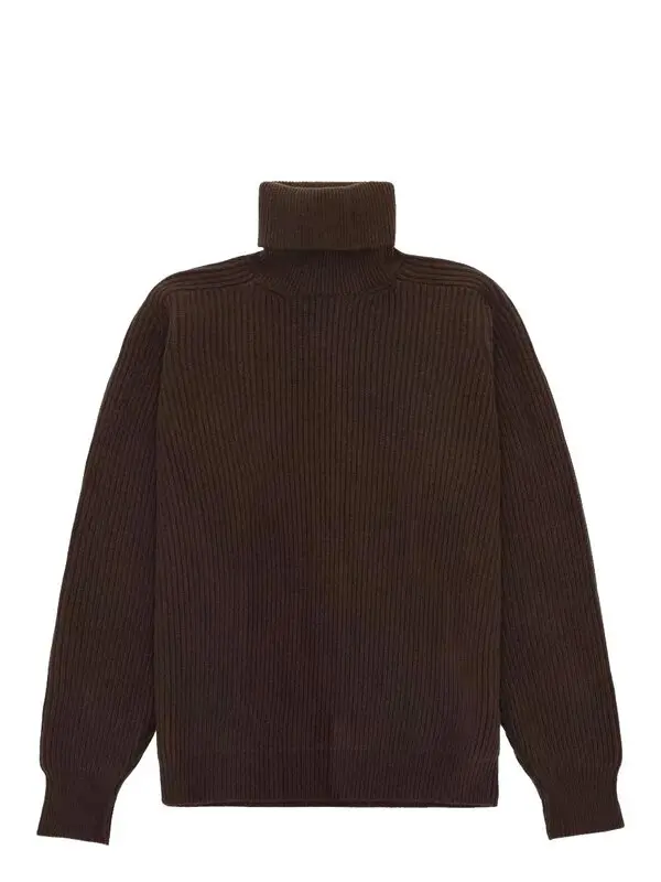 FORTELA High Neck Ribbed Jumper - Brown