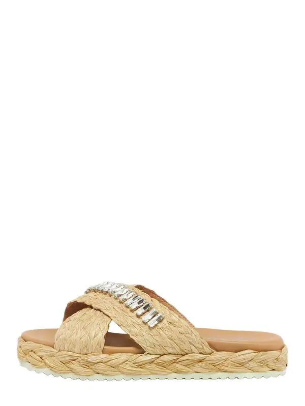 Prada Raffia Platform Sandals - Neutrals