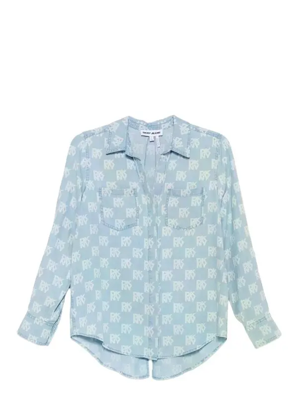 Dkny Buttoned-front Print Shirt - Blue