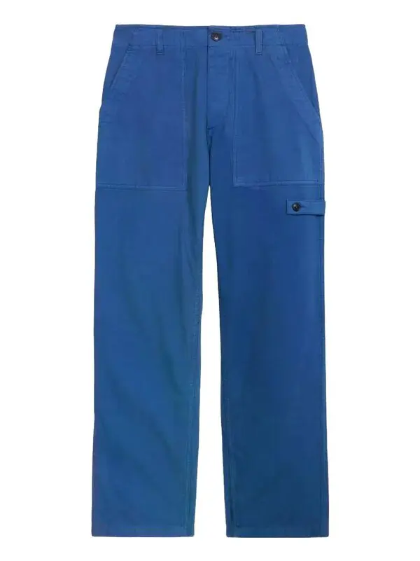 FORTELA Herringbone Weave Patch Pocket Trousers - Blue