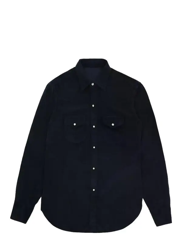 FORTELA Corduroy Flap-pocket Shirt - Blue