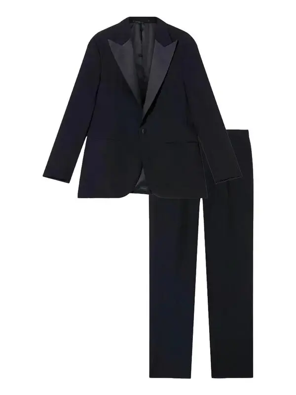 FORTELA Single-breasted Satin-trim Suit - Black