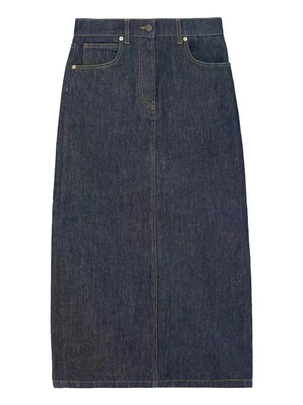 FORTELA Denim Slit Maxi Skirt - Blue