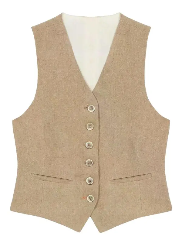 FORTELA Demi Button Welt-pocket Waistcoat - Neutrals