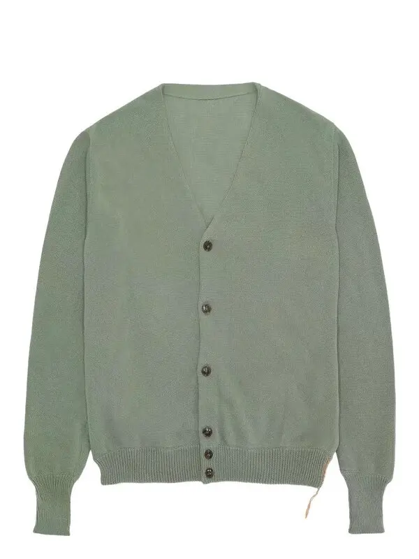 FORTELA Buttoned Ribbed Cardigan - Green