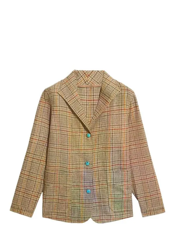 FORTELA Scotland Check Stone-button Blazer - Neutrals